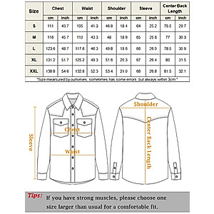 COOFANDY Mens Shirt Western Dress Long Sleeve Casual Cotton Button Down Denim Work, White, Medium, Long Sleeve