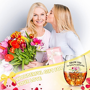 Thank You for Being My Godmother Wine Glass, Personalized Mother's Day Birthday Christmas Gift for Godmother Mother, 17 Oz Godmother Announcement Wine Glass for Godmother from Godchild (Thank You)