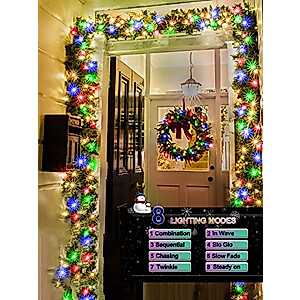 2 Pack Each 32.8ft 120 LED Battery Operated Christmas Tree Lights Indoor Outdoor Cluster String Lights with Timer 8 Modes Dark Green Wire Fairy Light for Xmas Bedroom Garden Decorations (Multicolor)