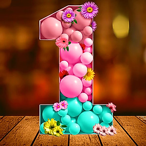 3ft Mosaic Numbers for Balloons Frame Light Up Large Cardboard Numbers Marquee Numbers Pre-Cut Kit Number 1 Balloon Frame Cut-out Extra Large Foam Board First Birthday Backdrop 1st Birthday Party