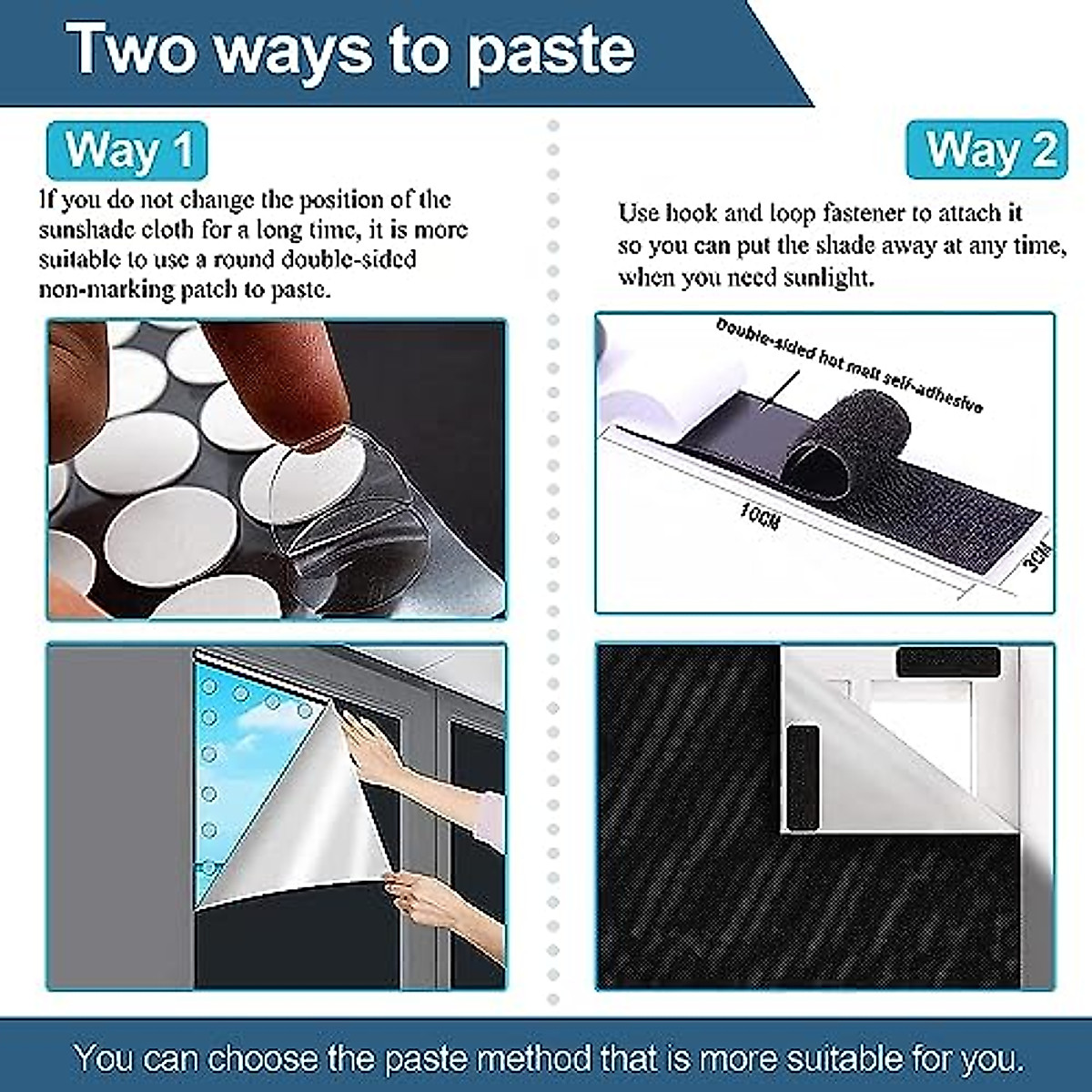 100% Blackout Curtains for Bedroom, Portable DIY Window Blinds, No Drill Window Shades & Blackout Blinds with Stickers & Tabs for Baby Nursery, Travel, Dorm Room (118" x 57")