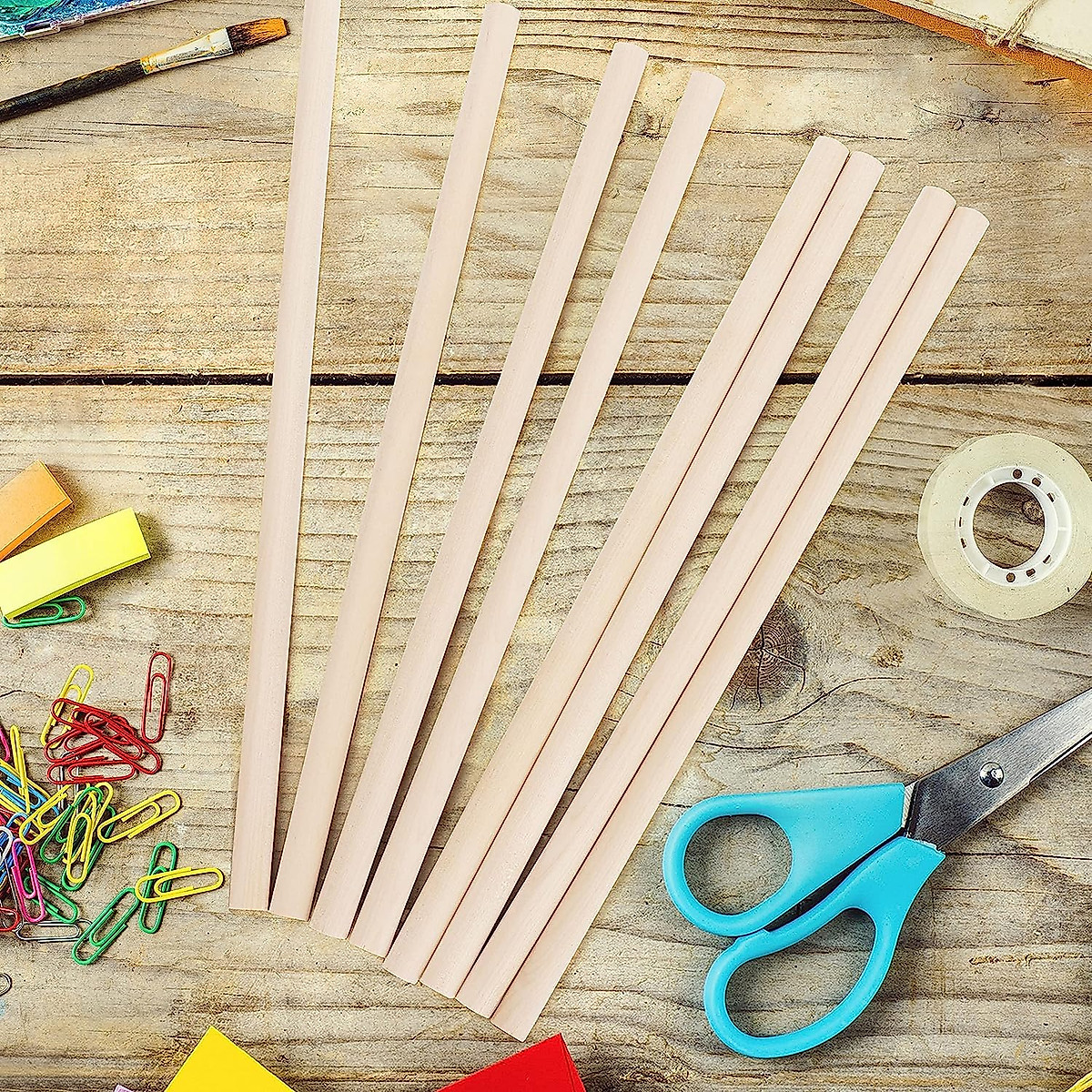 NANXJIUR 10 PCS Wooden Dowel Rods Round Wood Dowels 5/8 x 12 Inch Natural Macrame Dowel Wooden Sticks for Crafts Unfinished Hardwood Sticks for Arts and DIY Crafting, Tiered Cake Support