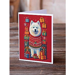 Caroline's Treasures DAC3153GCA7P Samoyed Holiday Christmas Greeting Cards Pack of 8 Blank Cards with Envelopes Whimsical A7 Size 5x7 Blank Note Cards