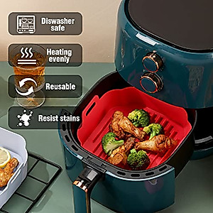 Air Fryer Liners, Air Fryer Silicone Liners Reusable, Air Fryer Accessories - Airfryer Liners Square 8.5 inch for 4 to 6 QT Air Fryer Liners Silicone, Air Fryer Liner Replace Parchment Paper