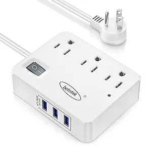 Power Strip, Bototek Extension Cord with 3 Widely Outlets 3 USB Ports, Flat Plug, 4Ft Desk USB Charging Station for Dorm Room Home and Cruise Ship Essentials Travel