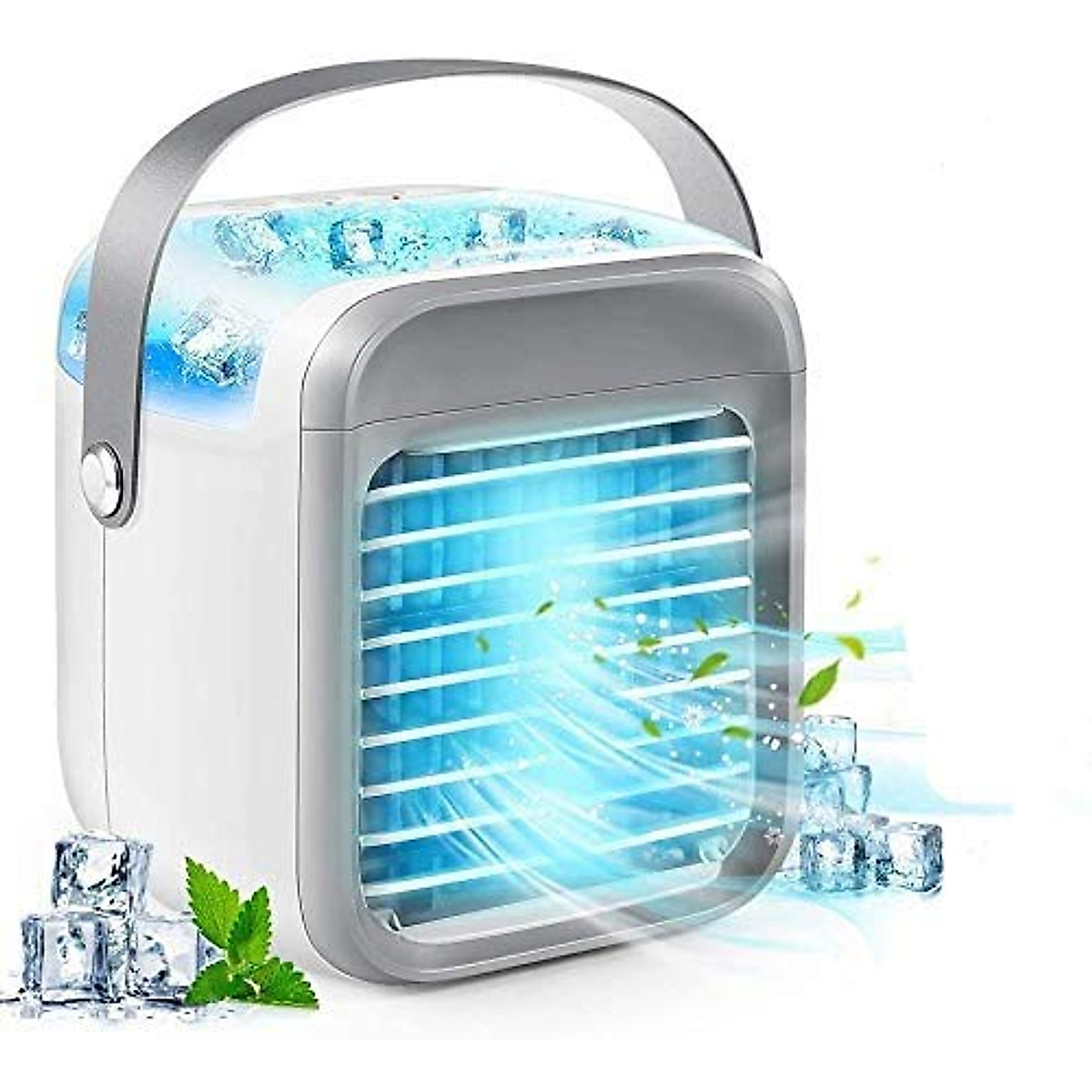 Pesonder Portable, Personal 3-in-1, Compact Evaporative Cooler Humidifier, 3 Wind Speed Desktop Air Conditioner Fan, Suitable for Home/Office, Gray