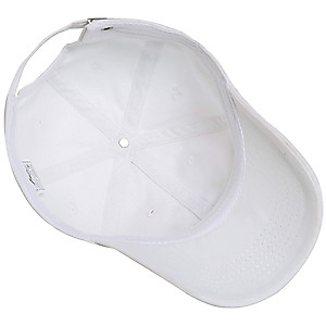 Lanzom Men Women Adjustable Baseball Cap Vintage Cotton Washed Distressed Hats Twill Plain Dad Hat with Ponytail (White, One Size)