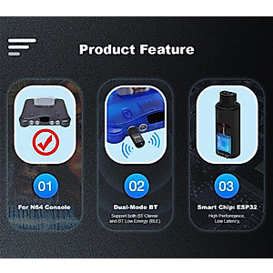 BITFUNX RetroScaler N64 Wireless Controller Adapter - Supports N64 Game Console, Compatible with PS3/PS4/PS5, Xbox One S, Series X/S, Switch Pro Bluetooth Controllers