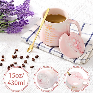 Nitial Christian Gifts God Says You are Coffee Warmer with Mug Set for Women Pink Marble Mug Warming Plate Birthday Gift Valentine's Day Gifts for Coworker Volunteer Teacher