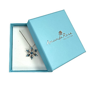 Amanda Rose Collection Sterling Silver Snowflake Pendant Necklace with SWAROVKSI Crystals (Blue and White)