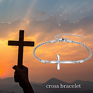 ONEFINITY Religious Cross Bracelet 925 Sterling Silver Origami Cross Bracelet Jewelry Gifts for Women
