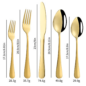 OBTIAN Stainless Steel Customized Flatware Set,Engraving Name Knife Forks Spoon,Personalized names will be engraved on your tableware, Customized Birthday Christmas Gift Gold