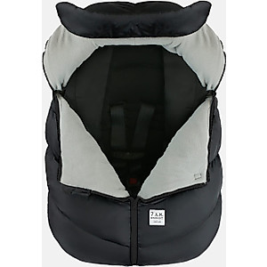 7AM Infant Car Seat Cover - Winter Puffy Cover with Center Zipper for Baby Boys & Girls, Lightweight, Windproof & Water-Repllent Outer Shell, Universal Fit for Infant Car Seat | (0-12M)