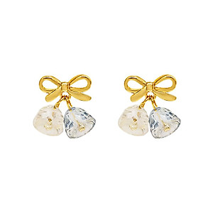 Gold Bow Earrings for Women Bell Earrings Handmade Earrings Jewelry for Women Holiday Earrings Happy New Year Earrings for Women