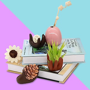 HHHH 3 pcs Air Plant Holder Mini Hand Shape Stand AirPlants Tillandsia Cute Container Pot Plant Display Home Office Decor Desk Table Shelf or Gifts Party Favors, Clay