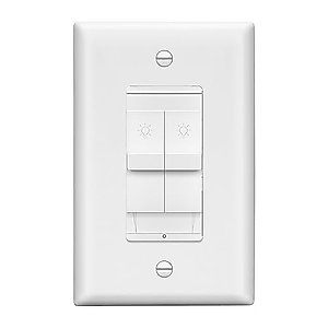 LIDER Combination Dual Dimmer Light Switch Control, 2 Sliding Light Controls, Single Pole, 400W CFL/LED, 600W Incandescent/Halogen, Wall Plate Included, White