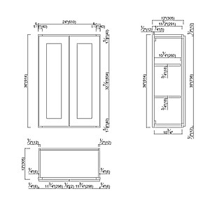 Brookings Shaker Unassembled Wall Kitchen Cabinet W2436, 24 W x 12 D x 36 H, Painted White with Sherwin Williams®, Solid Wood – Design House, 543132
