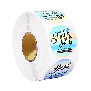 Qpout 600pcs Thank You Stickers 2 inch, Unique Rainbow Thank You Labels Sticker, Thank You for Supporting My Small Business Sticker for Gifts Bags Packing/Party Favor Thank You Stickers