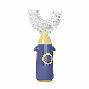 AUUI 1 Pieces Mini U-Shaped Manual Toothbrush,Kids Toothbrushes with 360°Cleaning Whitening & Food Grade Silicone Toothbrush,Soft Brush Heads,Dolphin Cartoon Handle,Special Design for 8-12 Years