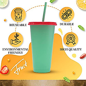 Reznap - Color Changing Cups - 5x Cups & Straws - 24 oz - BPA Free - Reusable Tumblers with Lids and Straws - Easy to Take Anywhere - Summer Party Cups - For Kids and Adults