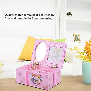 BORDSTRACT Dancing Girl Music Box, Plastic Pink Musical Jewelry Boxes for Rings Necklaces Bracelets Storage Home Decor Crafts