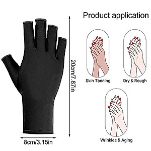 Pimoys Anti UV Gloves for Nail Lamp Light UPF50+ Manicure Gloves UV Protection Gloves Fingerless UV Light Gloves for Gel Nail Lamp Hand UV Protection Gloves