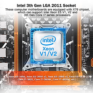 MACHINIST X79 Micro ATX Motherboard, LGA 2011 (Intel 3th Gen) Server Gaming Motherboard (PCIe 3.0, NVME/SATA M.2, Dual Channel DDR3, SATA 6Gb/s) for Intel Xeon E5 V1/V2, Core i7 Processor