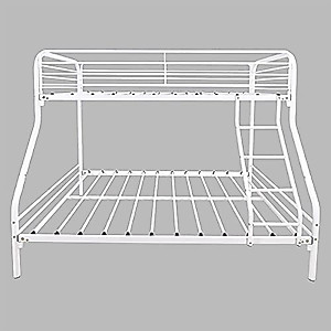 DNYN Twin Over Full Bunk Bed for Kids Bedroom,Heavy Duty Metal Bedframe with Enhanced Upper-Level Guardrail,No Box Spring Required, White