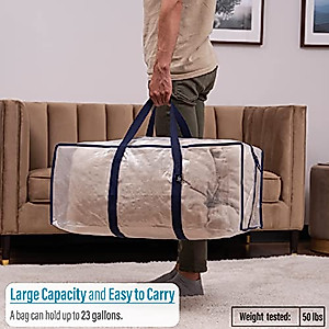 VENO 8 Pack Heavy Duty Extra Large Clear Storage Bag, Moving Bag, Clothes Organizer, for Blanket, Comforter, Bedroom Closet, Dorm Room Essentials, Moving Supplies, Storage Tote, Reusable and Sustainable (Clear - Set of 8)