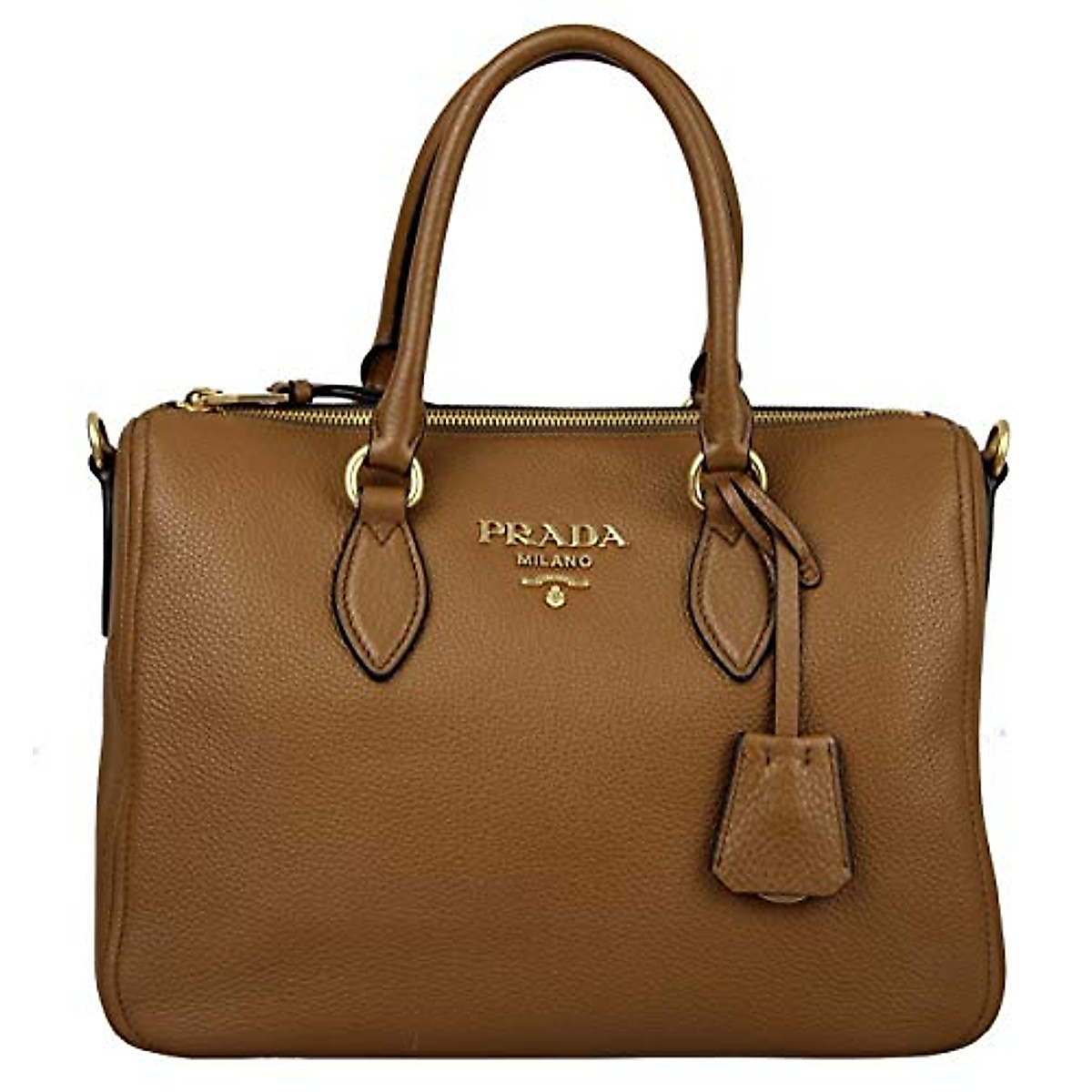 Prada Vitello Leather Cannella Brown Phenix Handbag 1BB023