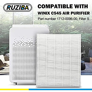 RUZIBA C545 Filter Replacement for Winix S Filter, Compatible with Winix C545 P150 B151 Air Purifier, Part# 1712-0096-00 and 2522-0058-00, 2 HEPA and 2 Pre-filter