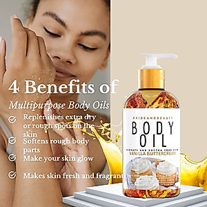 Vanilla Body Oil. After Shower Oil. Skin Hydrating Oil. Body Oil Scented. Body Oils For Women Dry Skin.(Vanilla Buttercream)