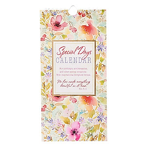 Christian Art Gifts Special Days Perpetual Calendar w/Scripture He Has Made Everything Beautiful Ecclesiastes 3:11, Pink Floral