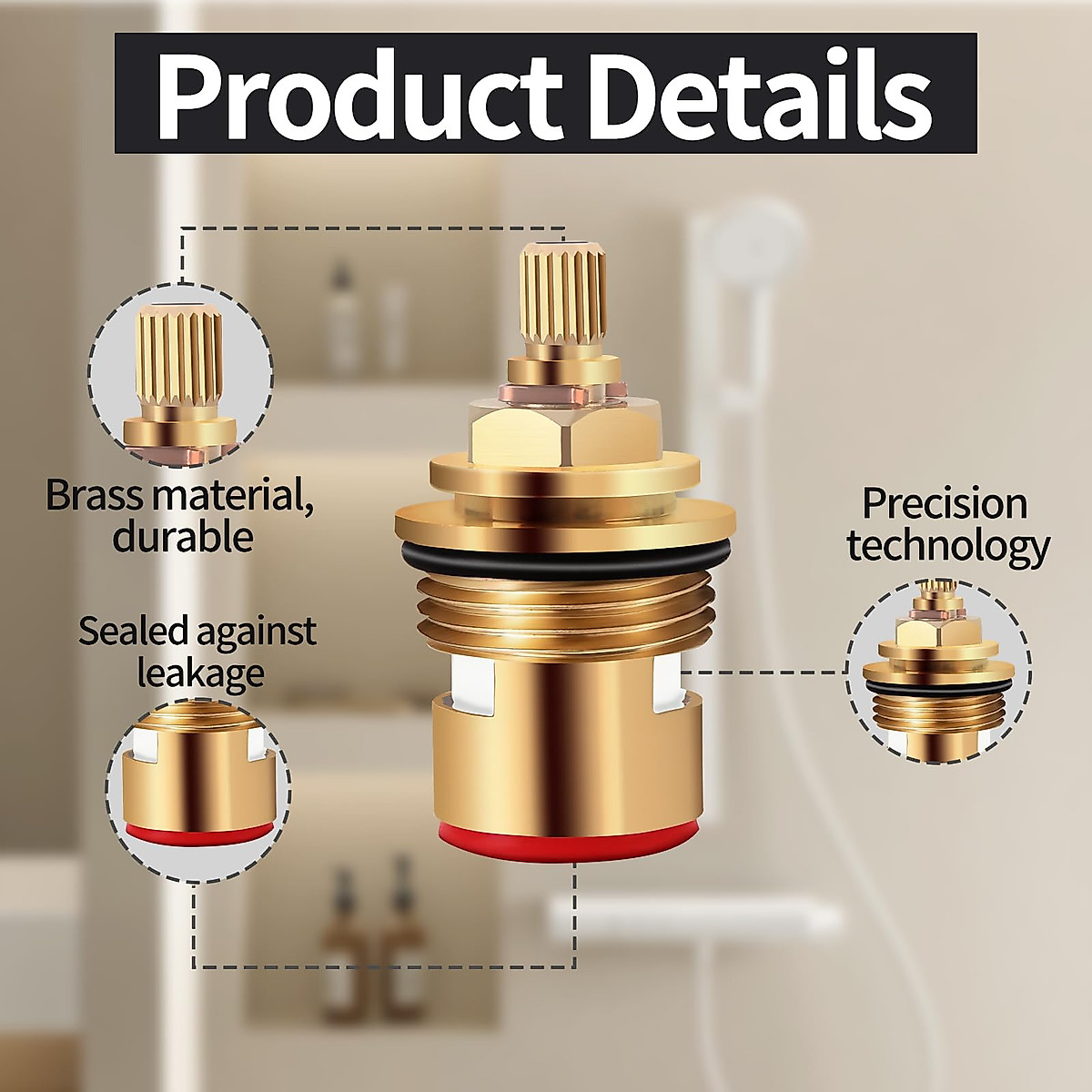 147210 Shower Cartridge Replacement Volume-Control Cartridge For Bathroom Faucets,Compatible With 3/4" Exact Temp Valve System.Brass Construction