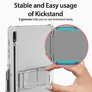 araree FLEXIELD SP Galaxy Tab S8 Plus 12.4", Smart Multiple Angle Kickstand Sturdy Cover with Convenient S Pen Holder Compatible with Galaxy Tab S8 Plus 12.4" (2022) Transparent Full Protective Case
