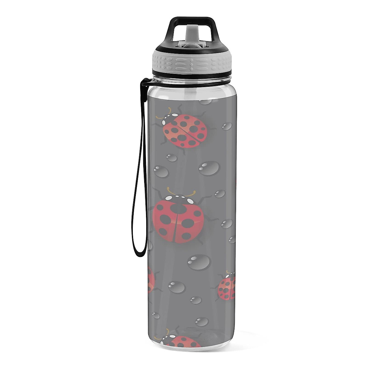 xigua Ladybug Water Bottle with Straw Lid,32 oz Leakproof Sport Water Bottle with Wide Handle for Gym,Cycling,School,Travel