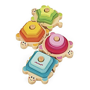 Janod I Wood Stackable Turtles - 12 Pieces - Ages 18 Months + - J05337