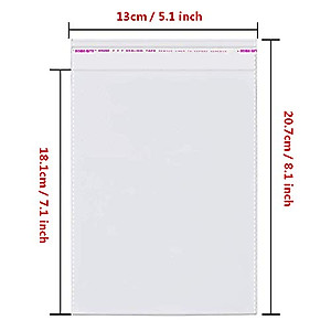 100ct 5x7 Clear Resealable Plastic Bags Self Adhesive Sealing OPP Cello/Cellophane Bags for Bakery Cookies Candy Treats Decorative Wrappers, Fits 5'' x 7'' Prints Photos Cards Envelopes