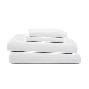 Martex 225 Thread Count Cotton Rich Bed Brushed Cotton Blend Super Soft Finish Easy Care Machine Washable Wrinkle Resistant Bedroom Guest Room 4 piece Sheet Sets, Full, White