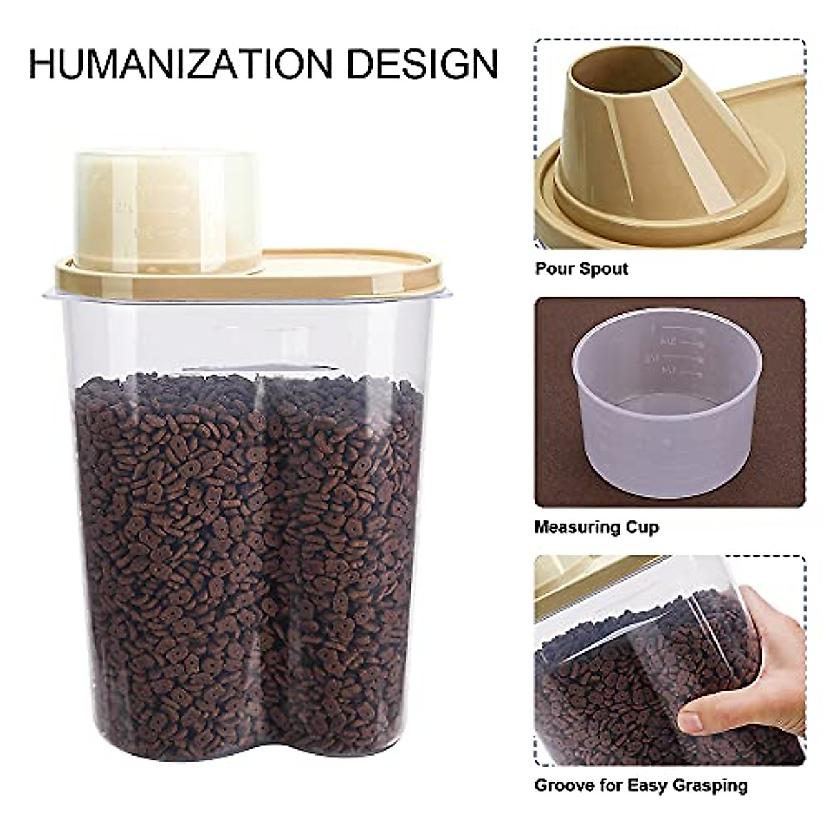 GreenJoy 2 Pack 2lb/2.5L Pet Food Storage Container with Measuring Cup, Can Covers and Bowl for Small Dog, Cat, Waterproof-BPA Free