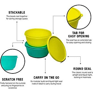 Tupperware Plastic Bowl Fridge Container 1.5 L Pack of 2 (Multicolor)