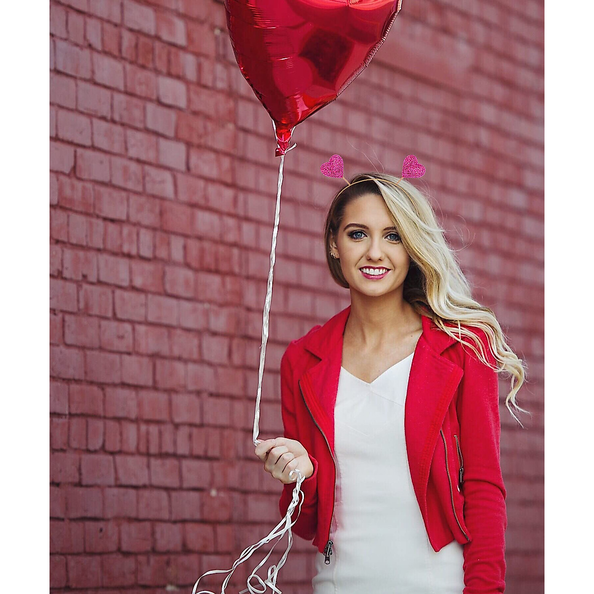 NVENF Valentine’s Day Heart Headband Shinny Rhinestone Heart Hairbands Red Heart Hair Accessory Party Gifts