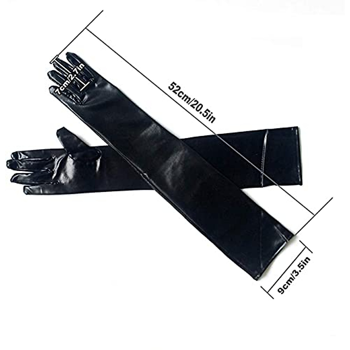 Achsoo Women's Faux Leather Sexy Long Gloves Sexy Wet Look Latex Elbow Length Long Gloves (Black(Patent Leather))