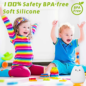 wokuya Cute Cat Night Light for Kids,Kawaii Silicone Nursery Kitty Night Light for Bedroom,7-Color Changing,Ideal Gifts for Toddler Children Teenage Girls Halloween Christmas