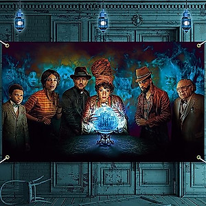 Haunted Ghost House Mansion Party Decorations, Horror Fantasy Movie Haunted Building Backdrop for Halloween Birthday Party Decor Horror Party Supplies Banner Photo Background