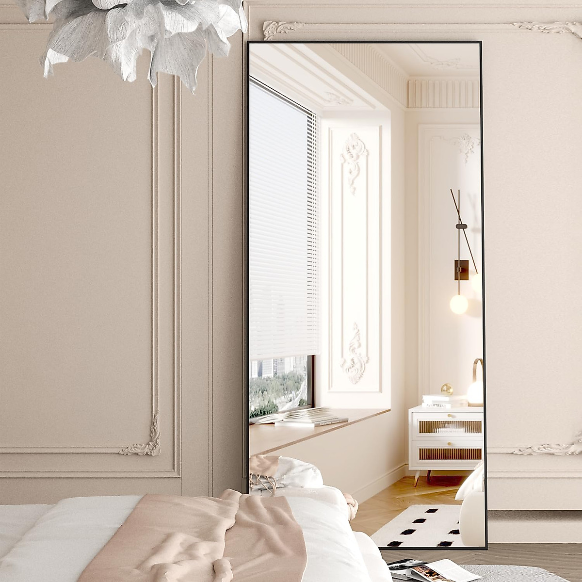 NEUWEABY Full Length Mirror 65"x24" Floor Mirror Large Black Mirror Body Rectangle Mirror for Bedroom Living Room Standing Hanging or Leaning Against Wall Aluminum Alloy Frame