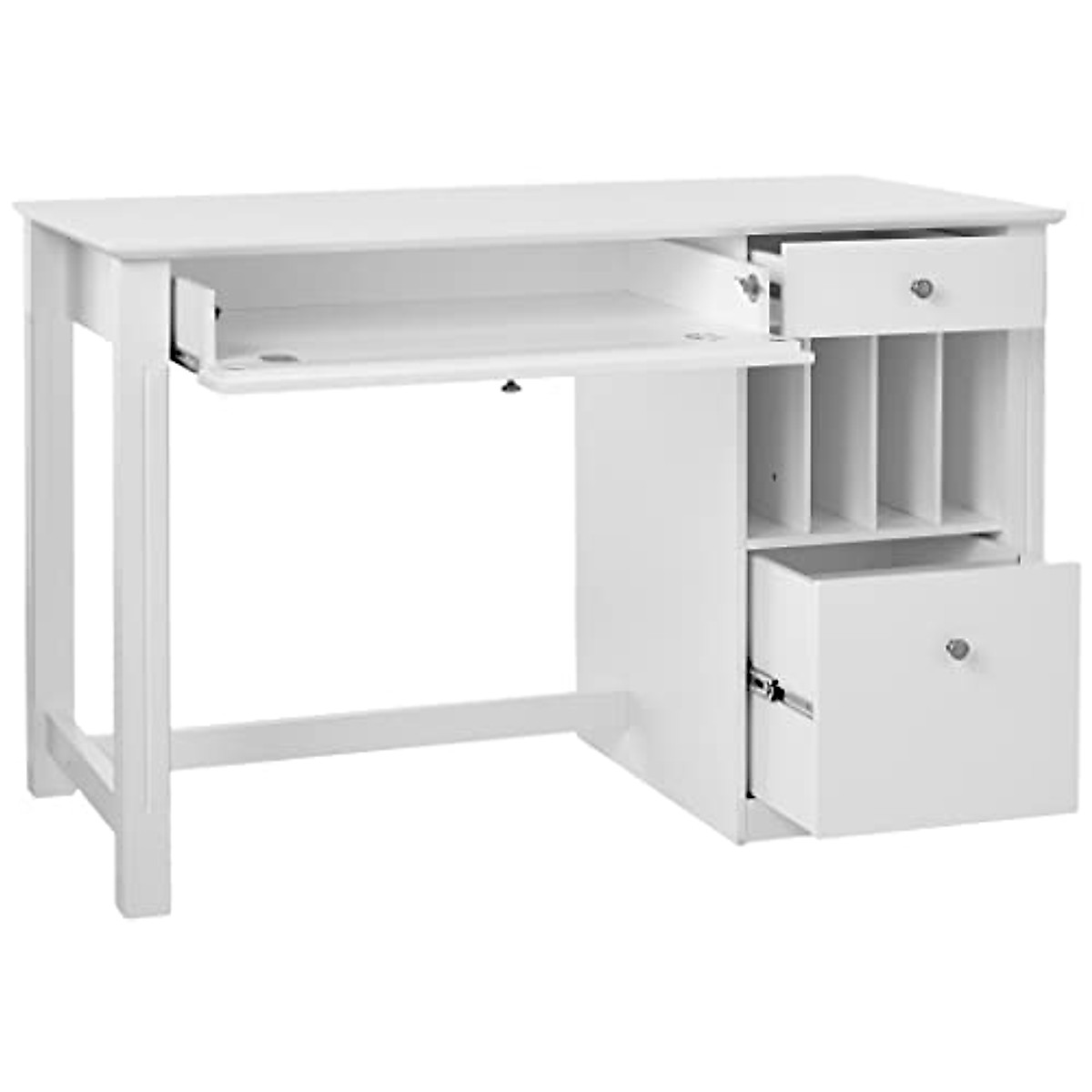 Walker Edison Modern Wood Computer Writing Desk Storage File Drawer Office Home Office Workstation Small, 48 Inch, White