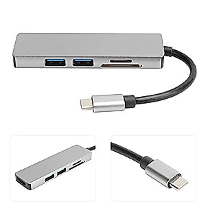 5 in 1 TypeC to Multi Interface Hub,TypeC 5.0GBS Docking Station TypeC to HD Multimedia Interface/Storage Card/USB Adapter with 4K Connection