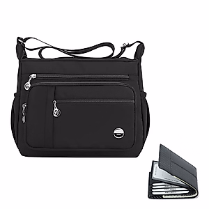 A bundling of cross-body shoulder bags and RFID card wallet for ladies(black-large)