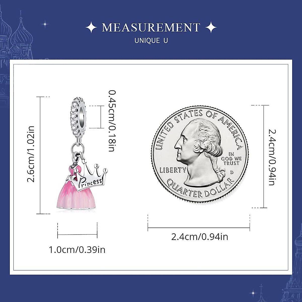 Dress & Crown Pendant Charm 925 Sterling Silver Charm Fits For Pandora Bracelet